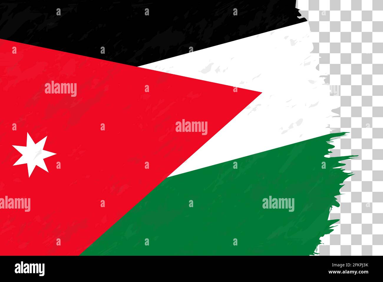 Horizontal Abstract Grunge Brushed Flag of Jordan on Transparent Grid ...
