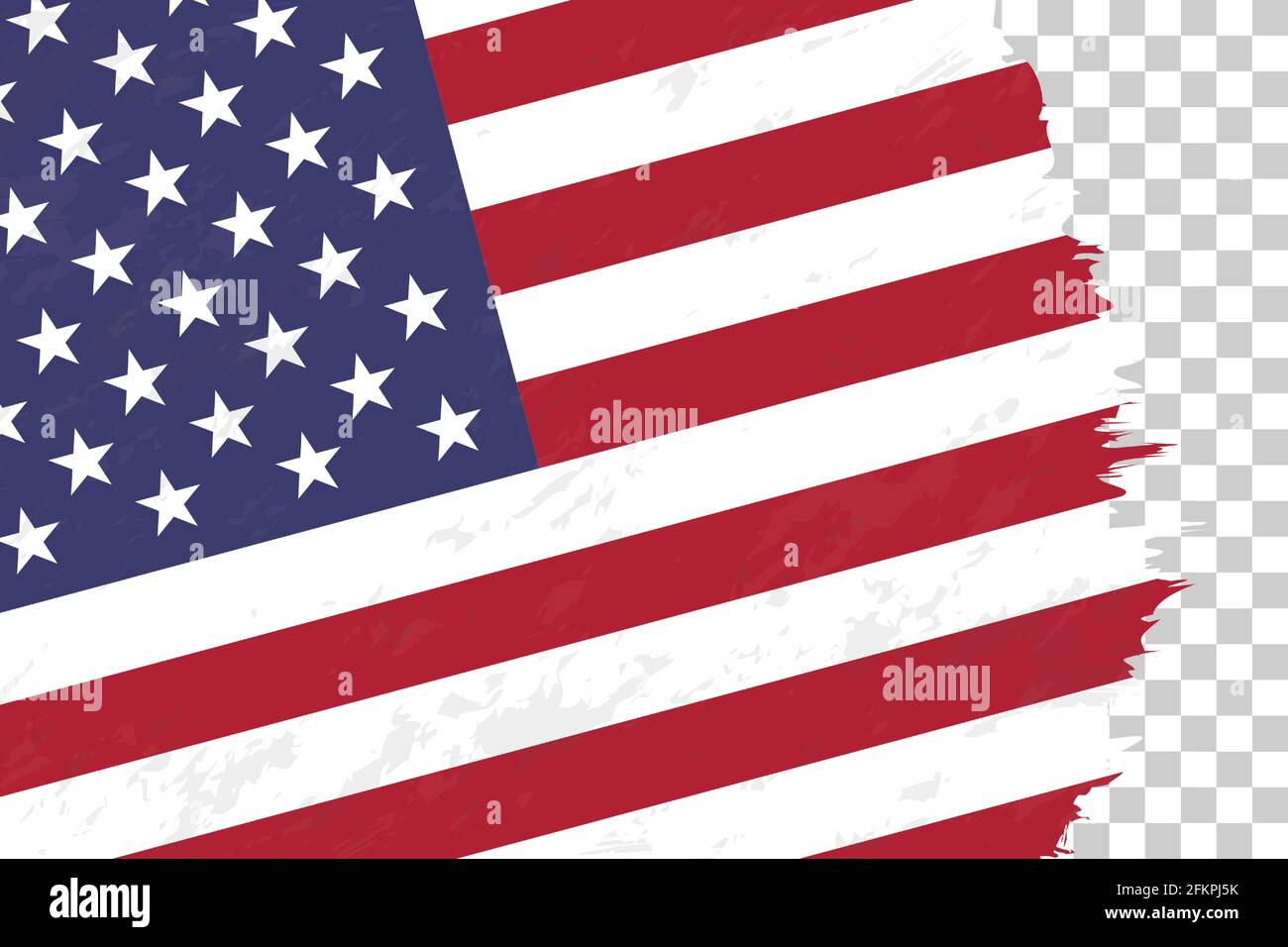 Horizontal Abstract Grunge Brushed Flag of USA on Transparent Grid ...