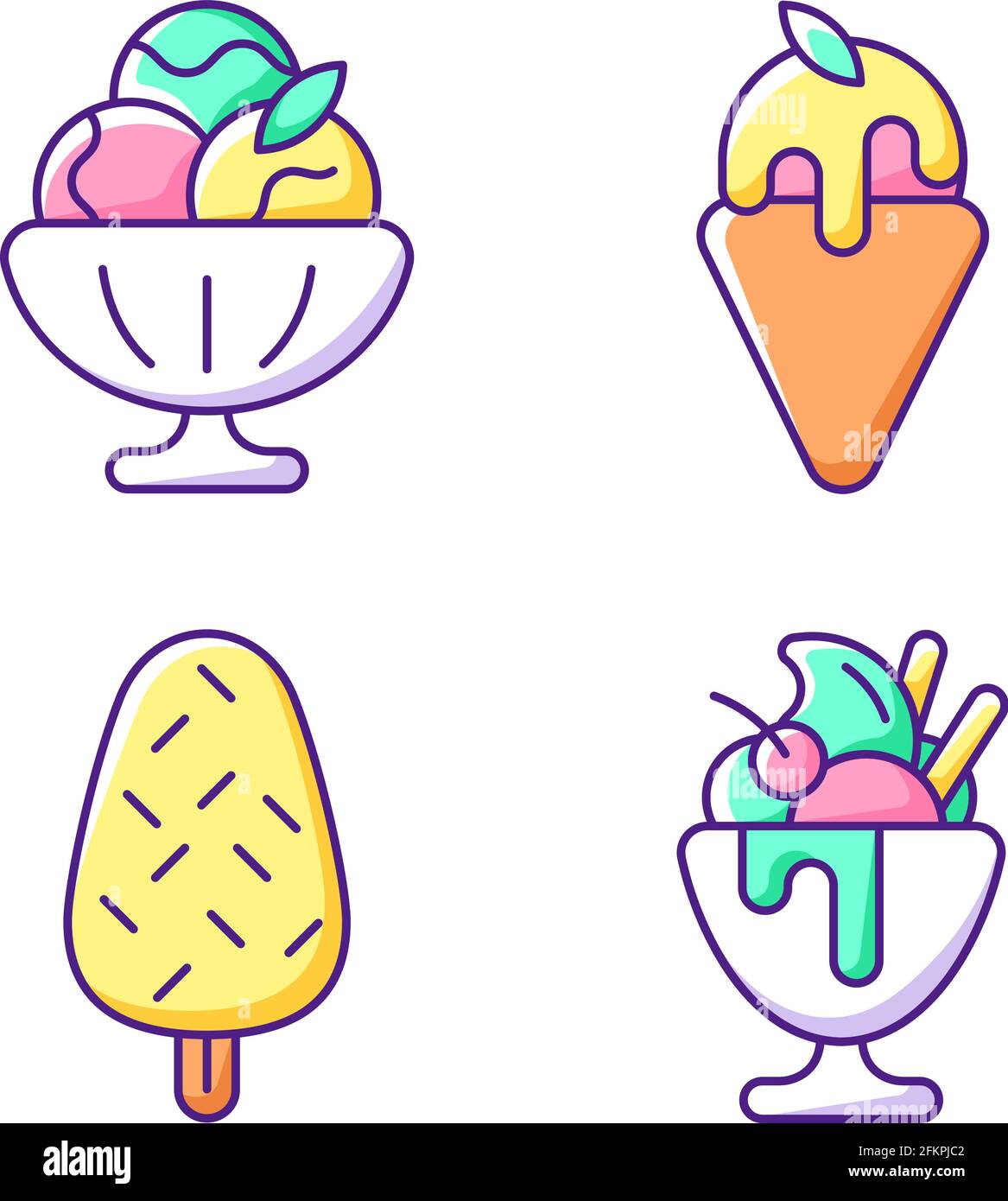 Ice cream varieties RGB color icons set Stock Vector Image & Art - Alamy