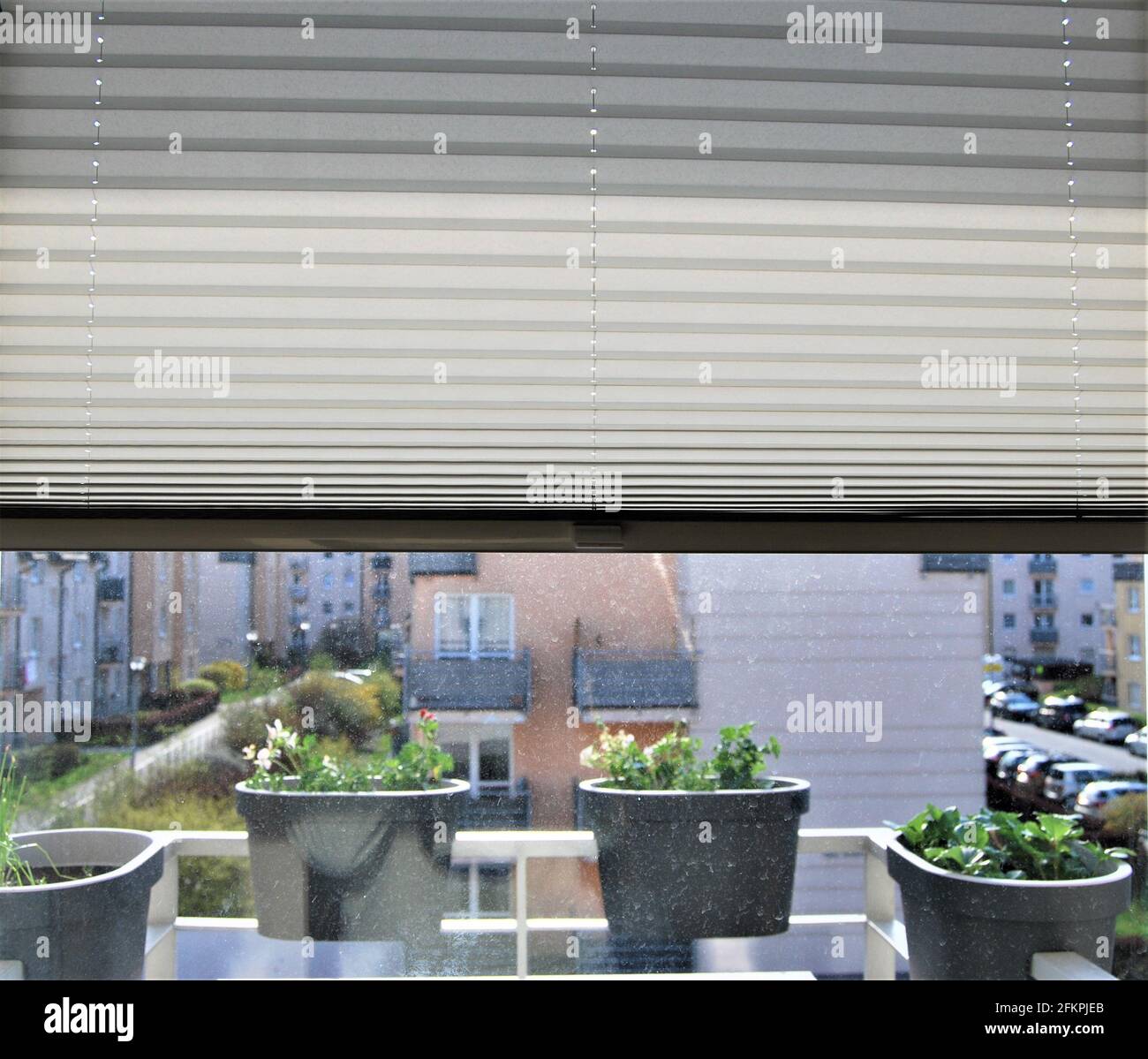 modern gray window pleats Stock Photo - Alamy