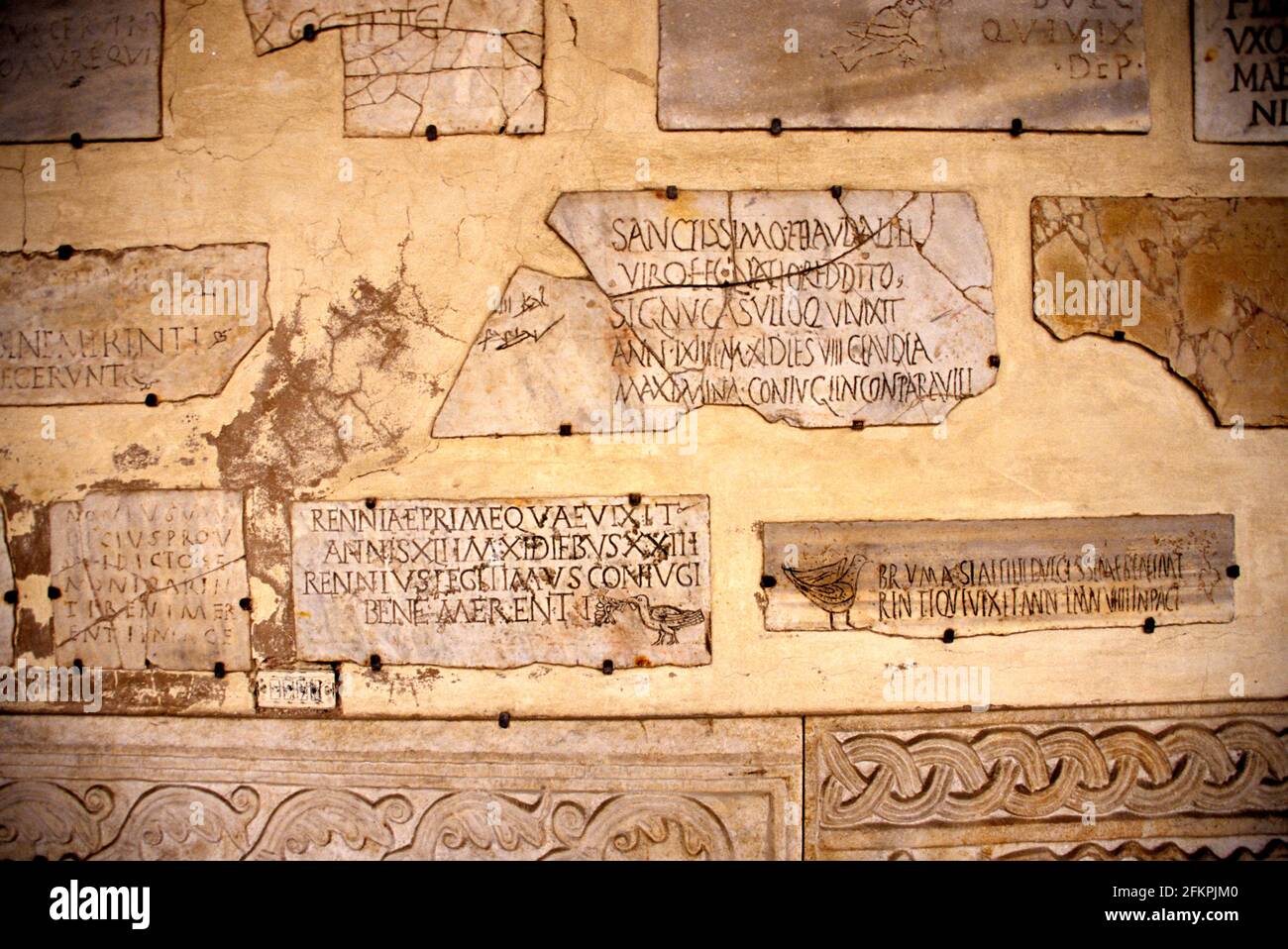 Roman era, early Christian grave markers at Catacombe di San Sebastiano ...