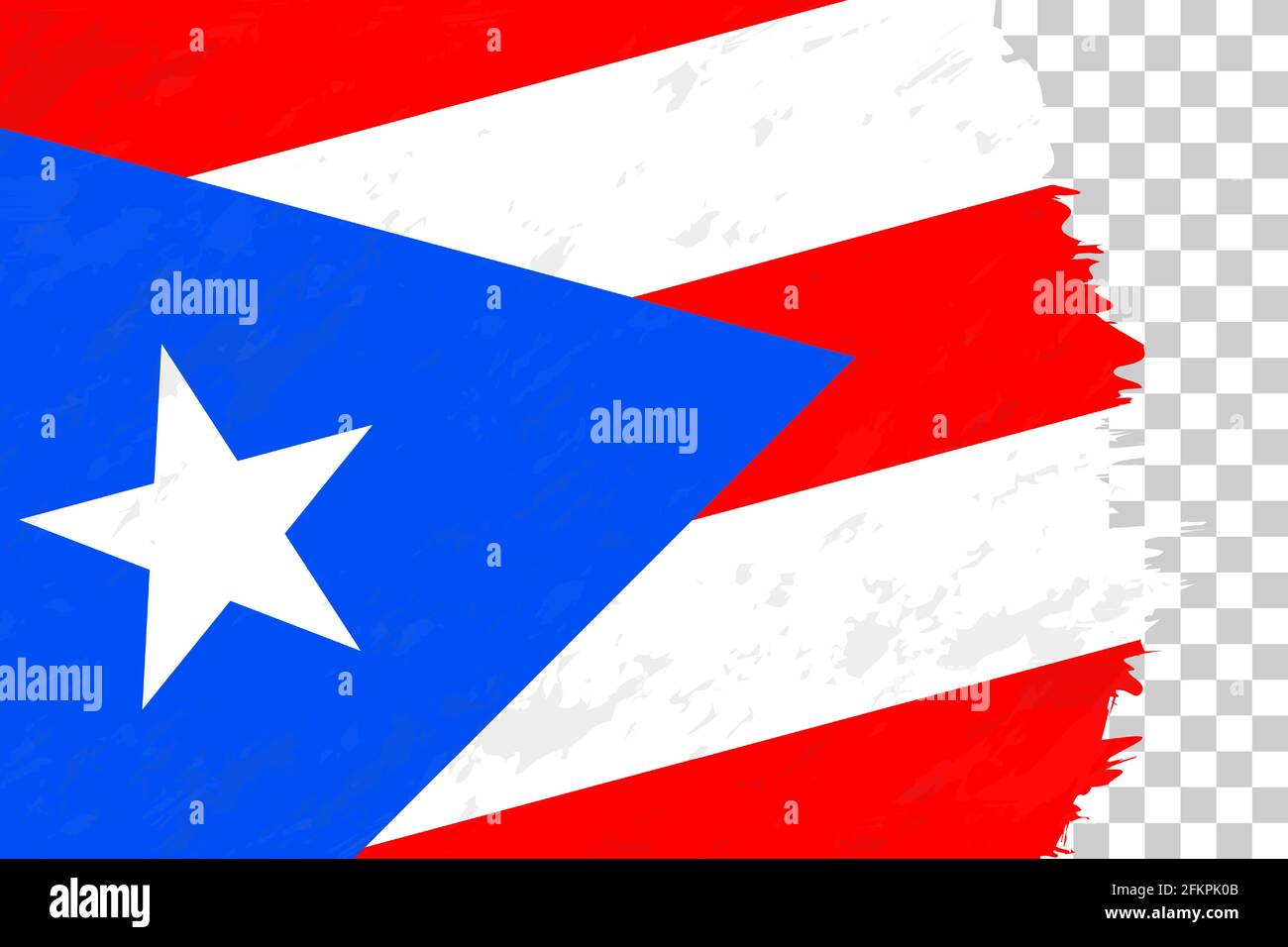 Horizontal Abstract Grunge Brushed Flag of Puerto Rico on Transparent ...