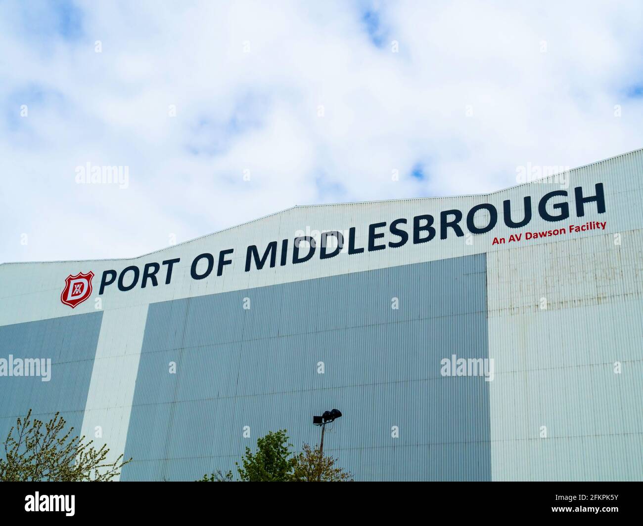 Sign for the Port of Middlesbrough on a large bulding used by the A V ...