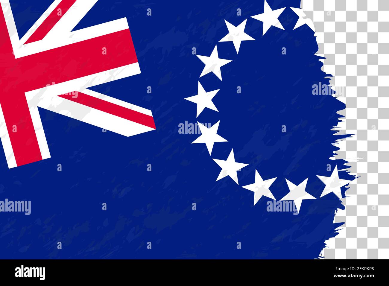 Horizontal Abstract Grunge Brushed Flag of Cook Islands on Transparent ...