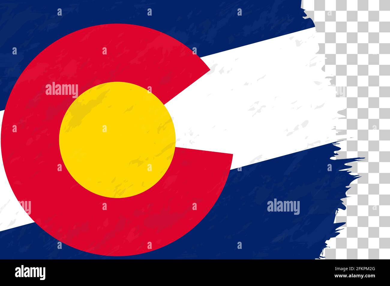 Horizontal Abstract Grunge Brushed Flag of Colorado on Transparent Grid ...