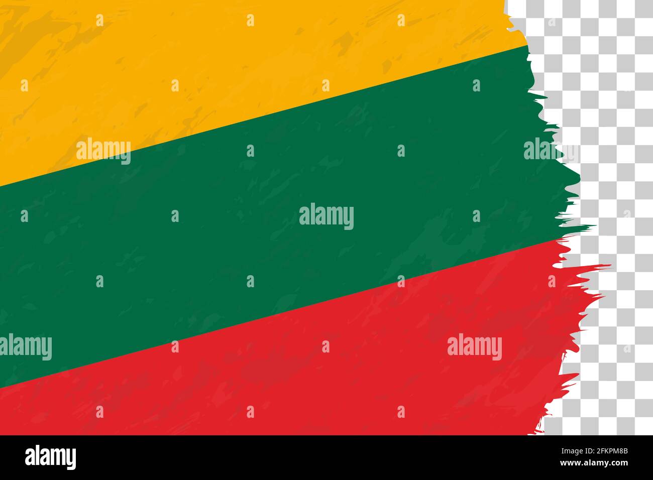 Horizontal Abstract Grunge Brushed Flag of Lithuania on Transparent ...