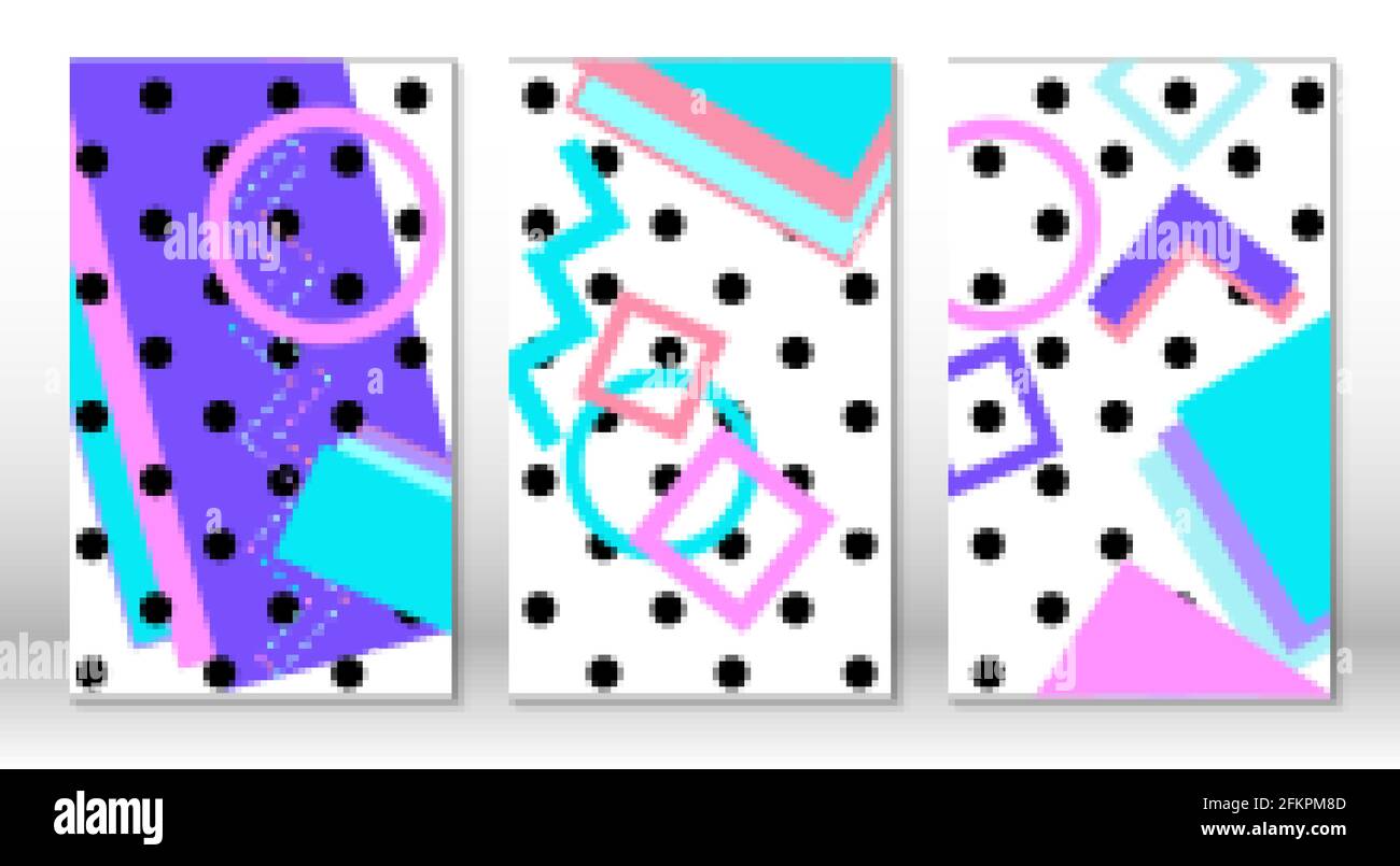 Set of memphis patterns. Abstract colorful fun background. Hipster ...