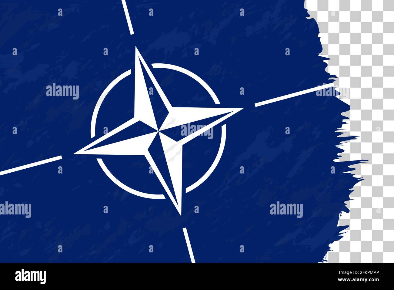 Horizontal Abstract Grunge Brushed Flag of Nato on Transparent Grid ...