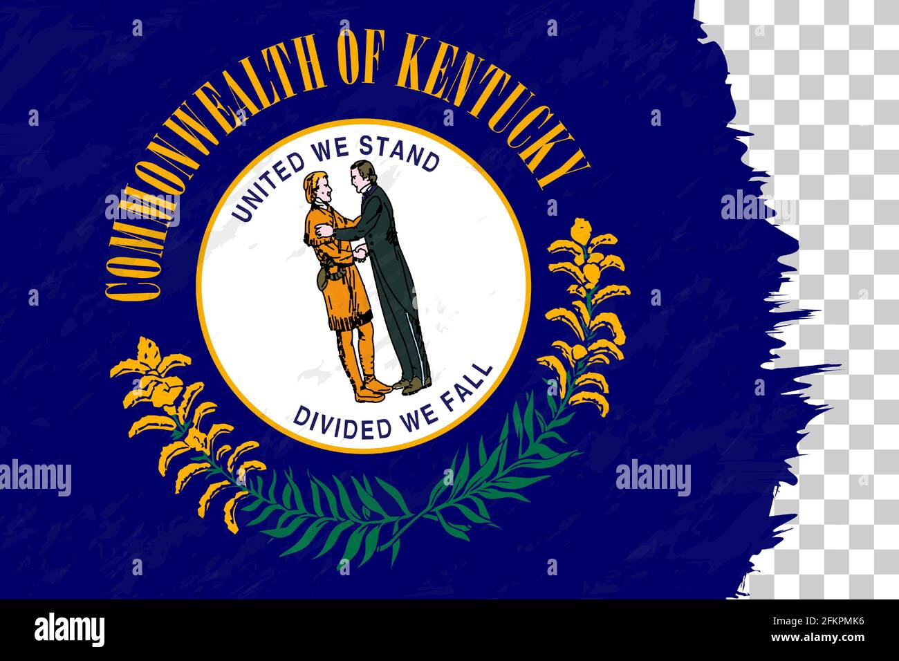 Horizontal Abstract Grunge Brushed Flag of Kentucky on Transparent Grid ...