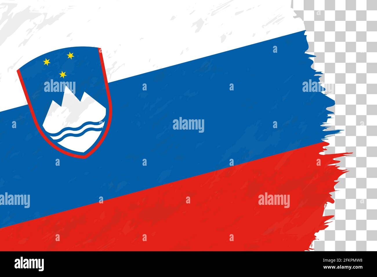 Horizontal Abstract Grunge Brushed Flag of Slovenia on Transparent Grid ...