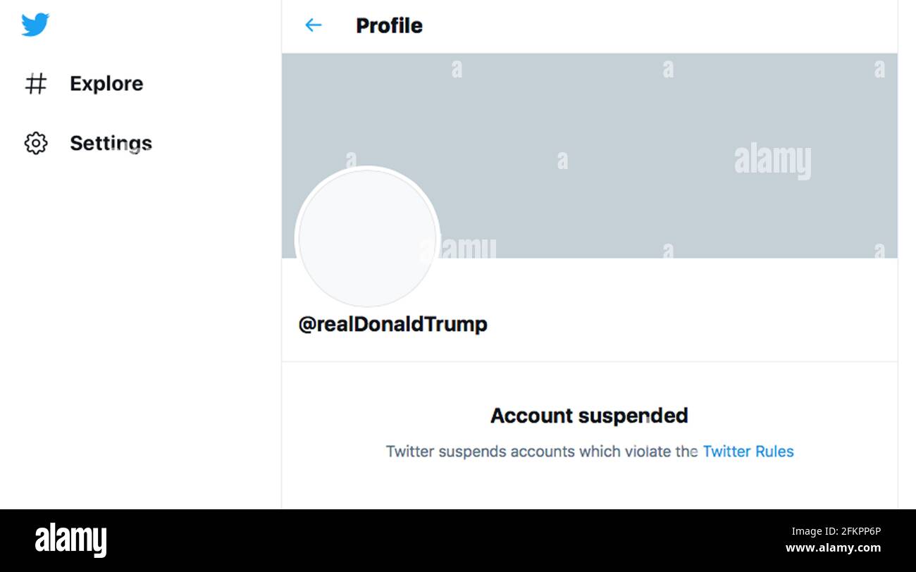Donald Trump suspended Twitter account screenshot Stock Photo - Alamy