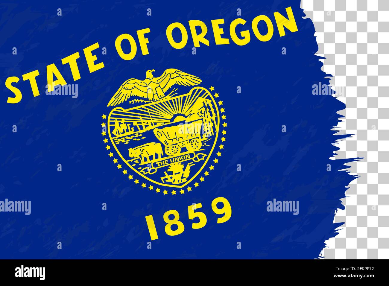 Horizontal Abstract Grunge Brushed Flag of Oregon on Transparent Grid ...