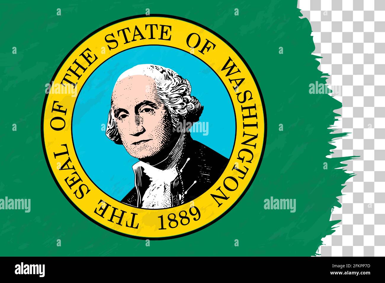 Horizontal Abstract Grunge Brushed Flag of Washington on Transparent ...