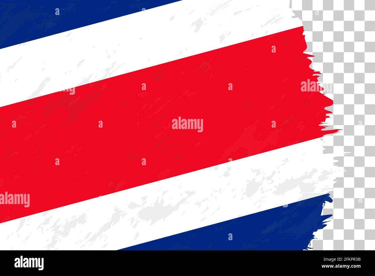 Horizontal Abstract Grunge Brushed Flag of Costa Rica on Transparent ...