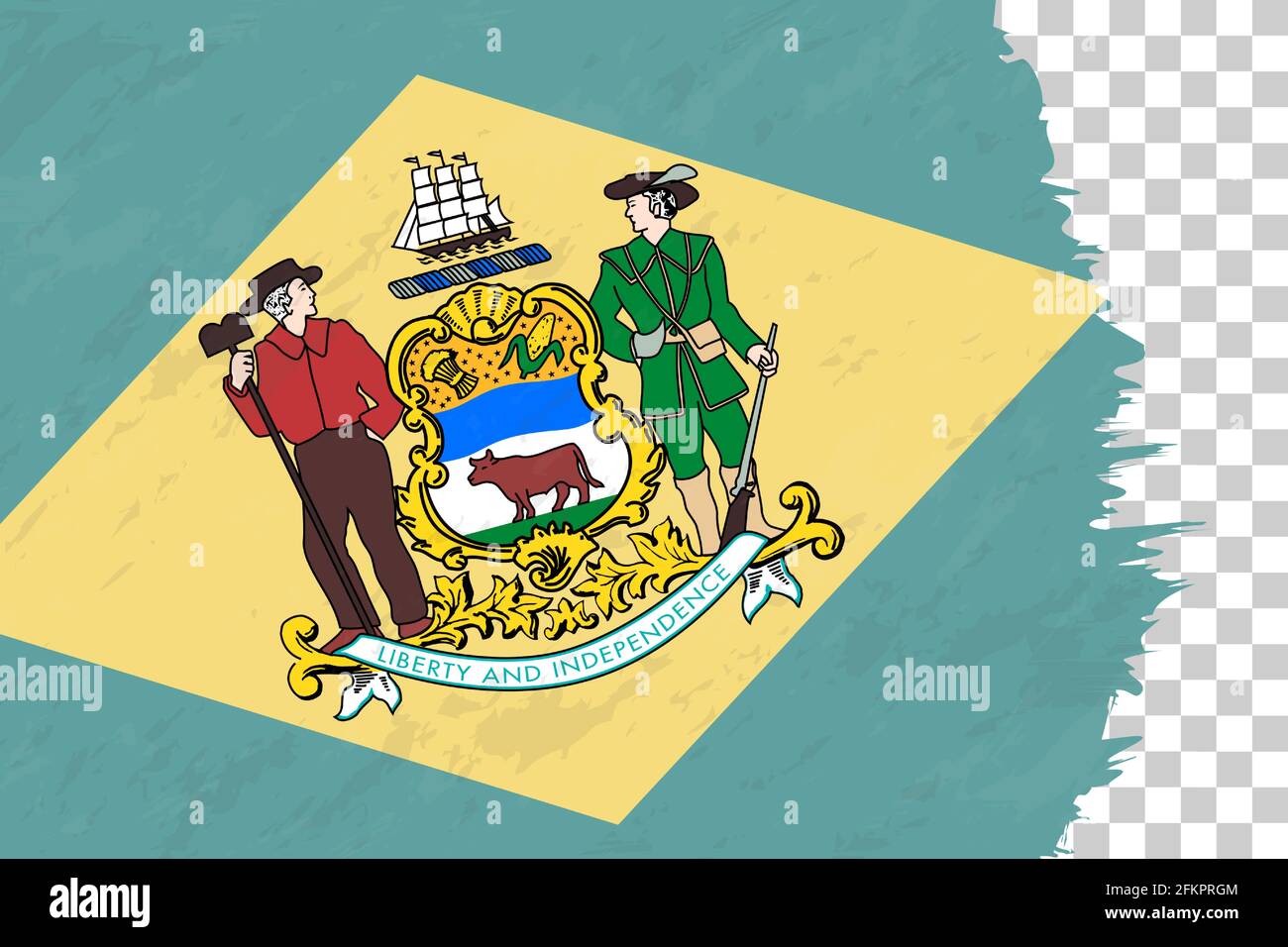 Horizontal Abstract Grunge Brushed Flag of Delaware on Transparent Grid ...