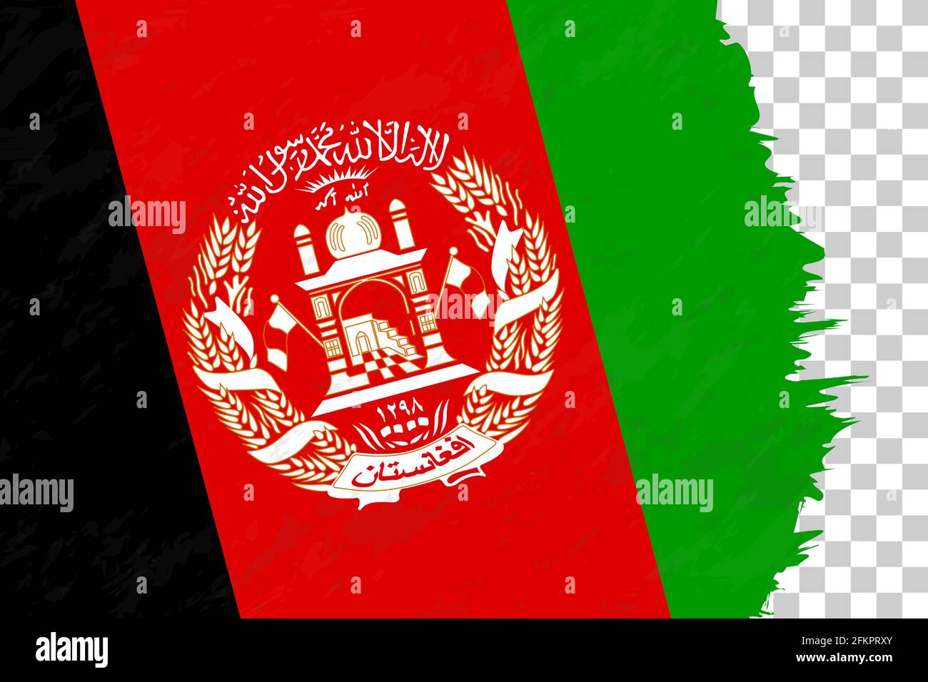 Horizontal Abstract Grunge Brushed Flag of Afghanistan on Transparent ...