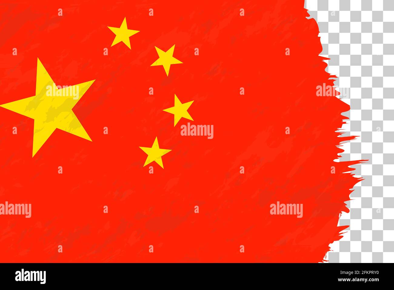 Horizontal Abstract Grunge Brushed Flag of China on Transparent Grid ...