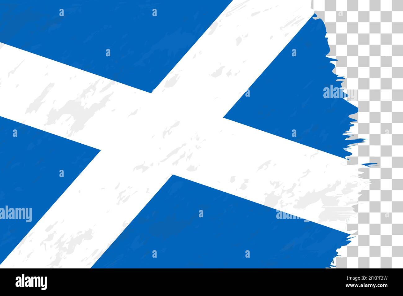 Horizontal Abstract Grunge Brushed Flag of Scotland on Transparent Grid ...