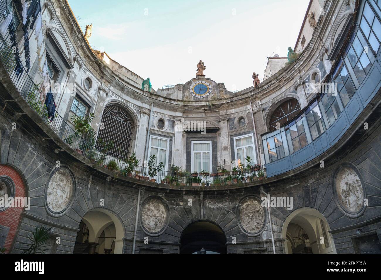 Internal facade of a nineteenth-century palace in Naples Stock Photo ...