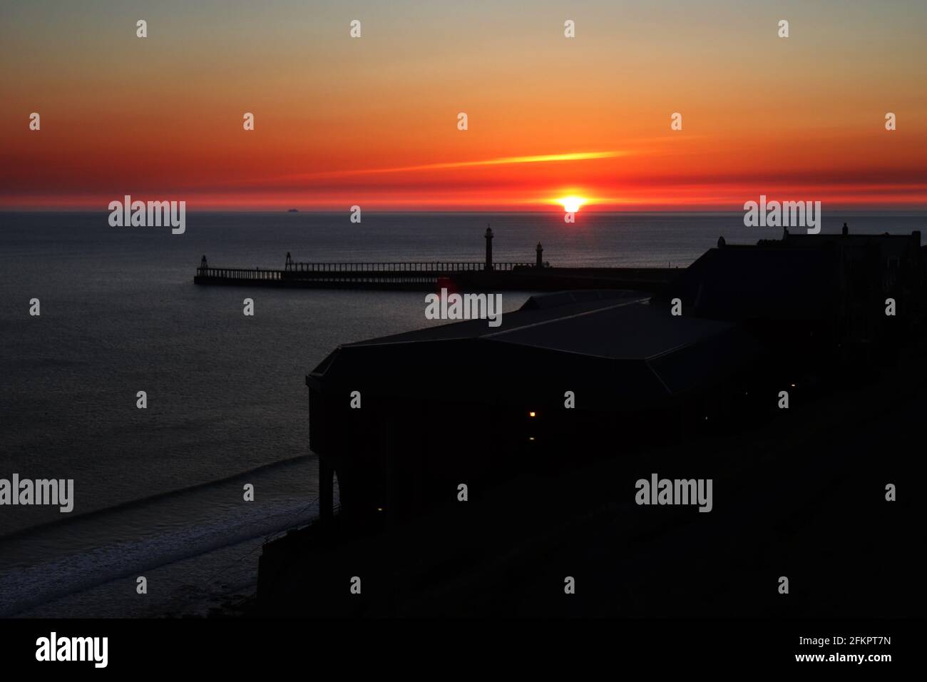 Sunrise in Whitby Stock Photo - Alamy