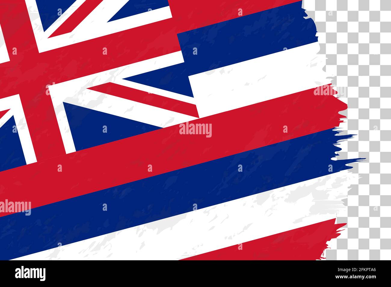 Horizontal Abstract Grunge Brushed Flag of Hawaii on Transparent Grid ...