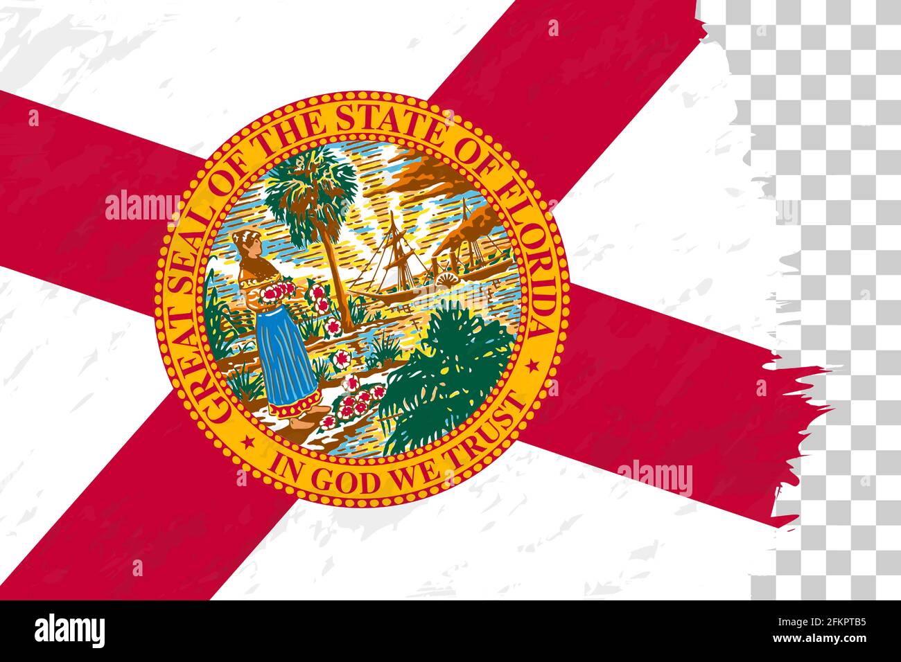 Horizontal Abstract Grunge Brushed Flag of Florida on Transparent Grid ...