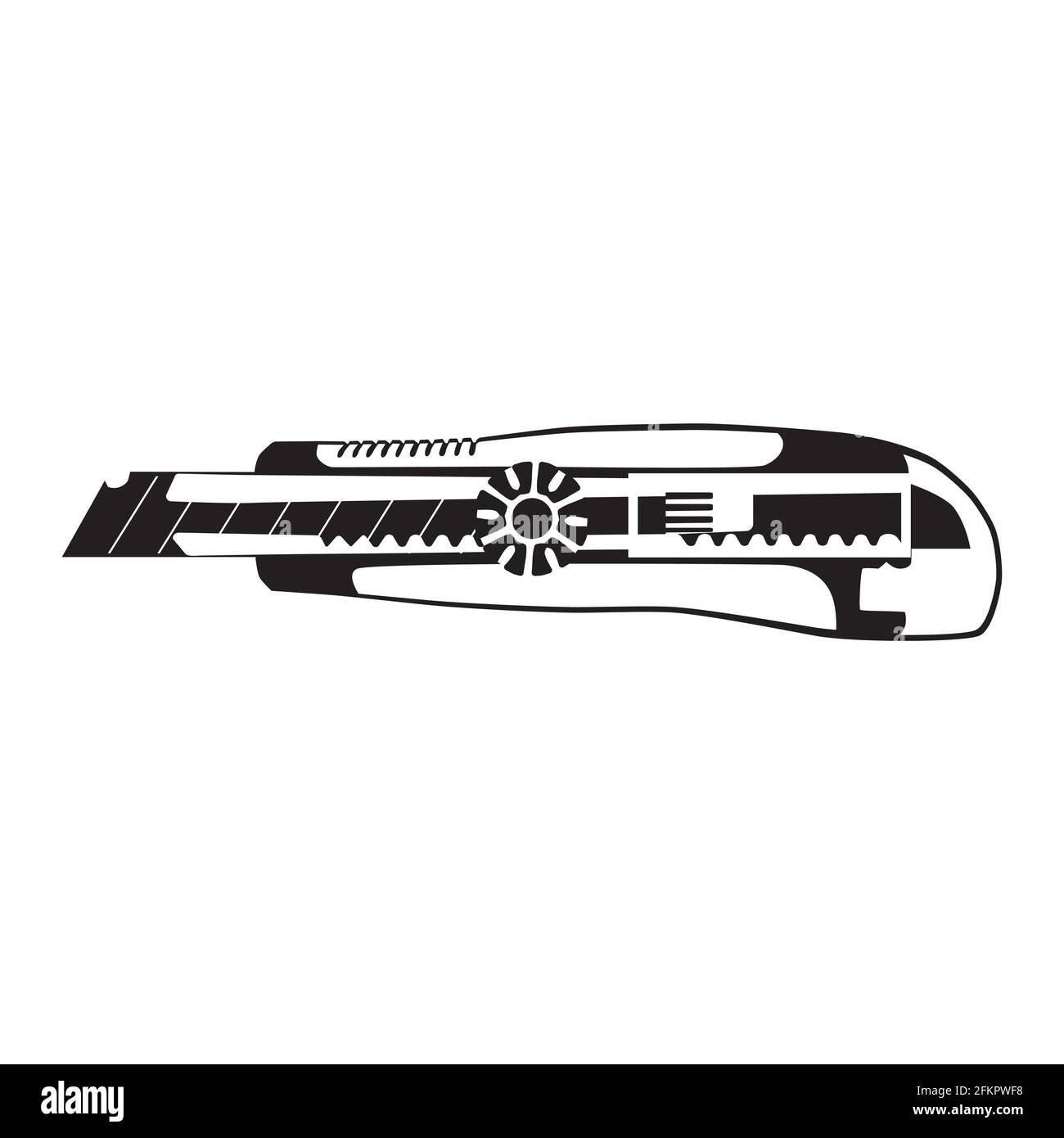 Cutter knife silhouette, vector illustration. Utility knife ...