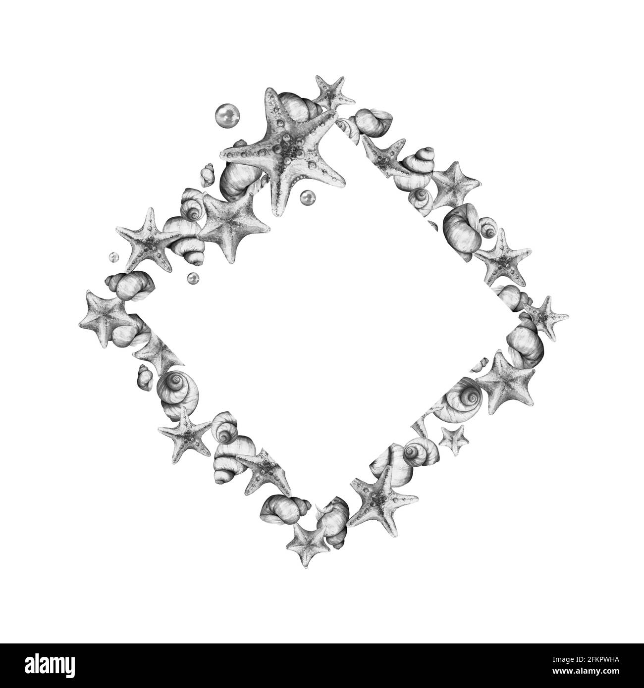 Frame made of shells 3. Ideal for decoration of cards, posters, signage ...