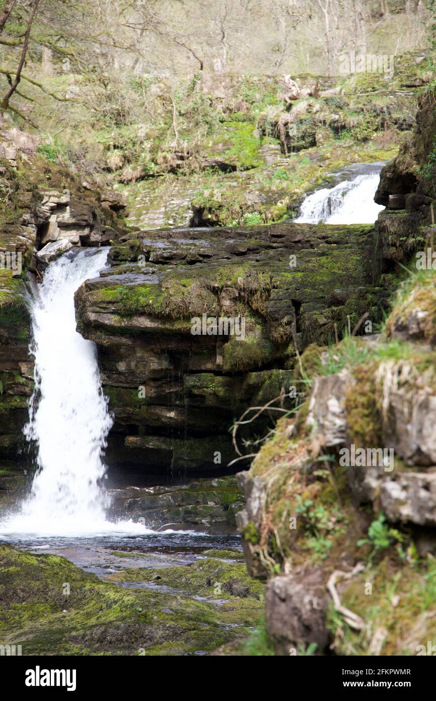 Waterfall on the Four Falls Trail in Wales Stock Photo - Alamy