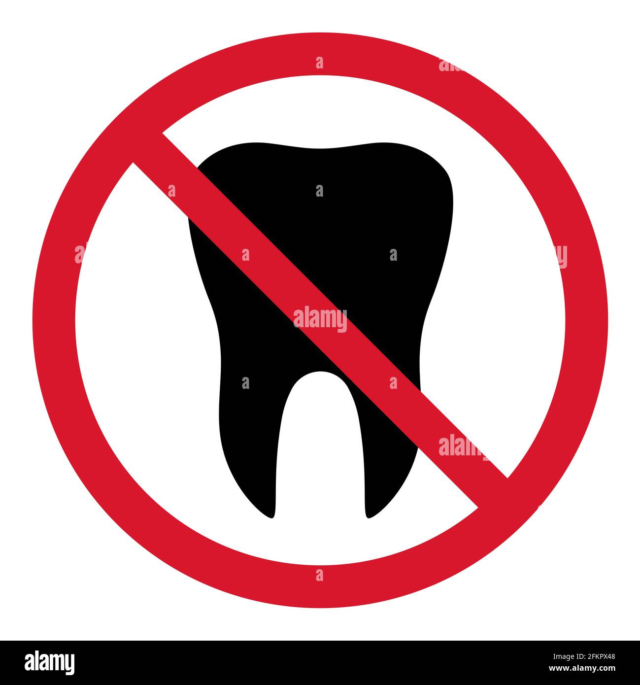 Tooth in red warning circle flat icon isolated on white background ...