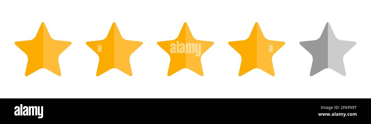 Four stars, customer quality symbol, vector product rating review flat ...