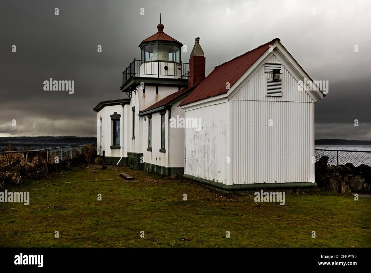 WA19510-00...WASHINGTON - A stormy day at West Point Lighthouse in ...