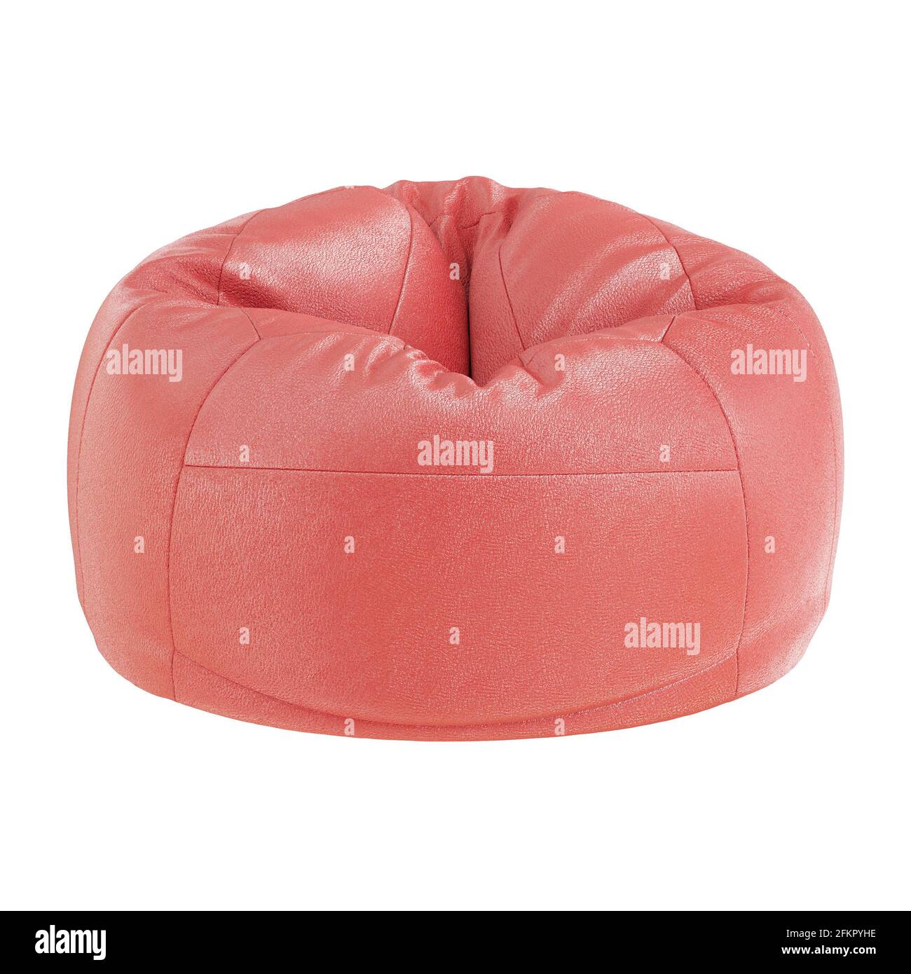 Red leather soft chairbag on white background. 3d rendering Stock Photo ...