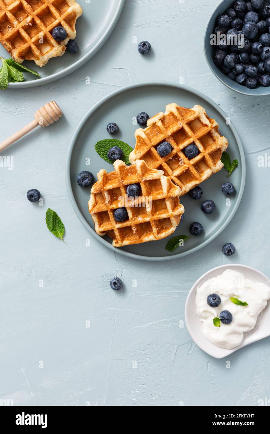 Vertical shot of commercial food photography with waffles and ...