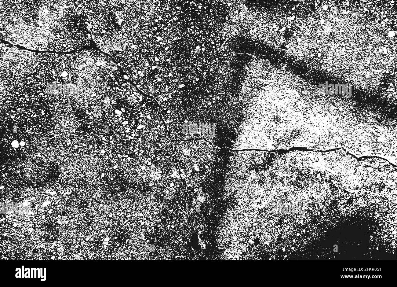 Distress old cracked concrete vector texture. EPS8 illustration. Black ...
