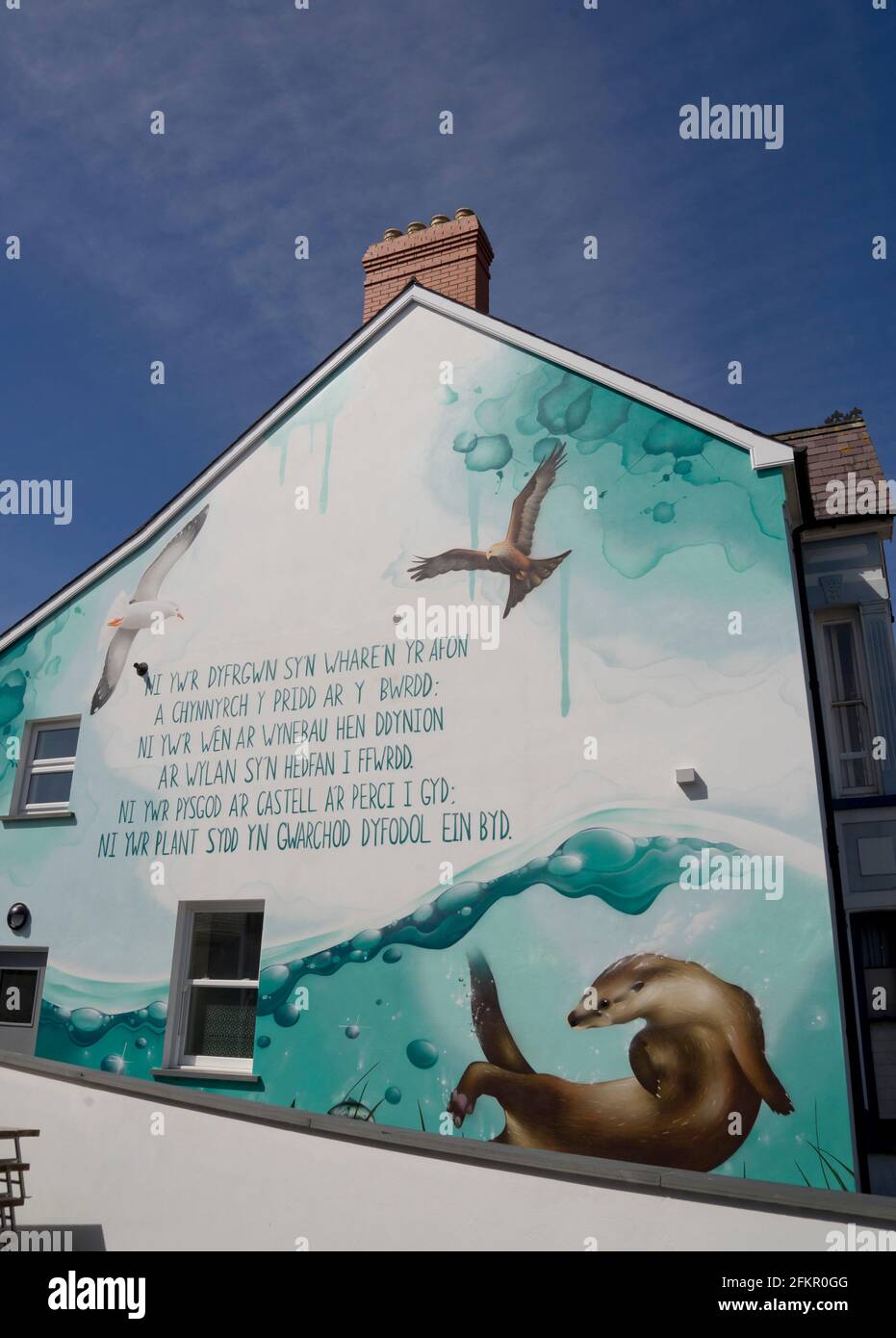 Mural on environmental issues in Welsh language in Cardigan,Ceredigion ...