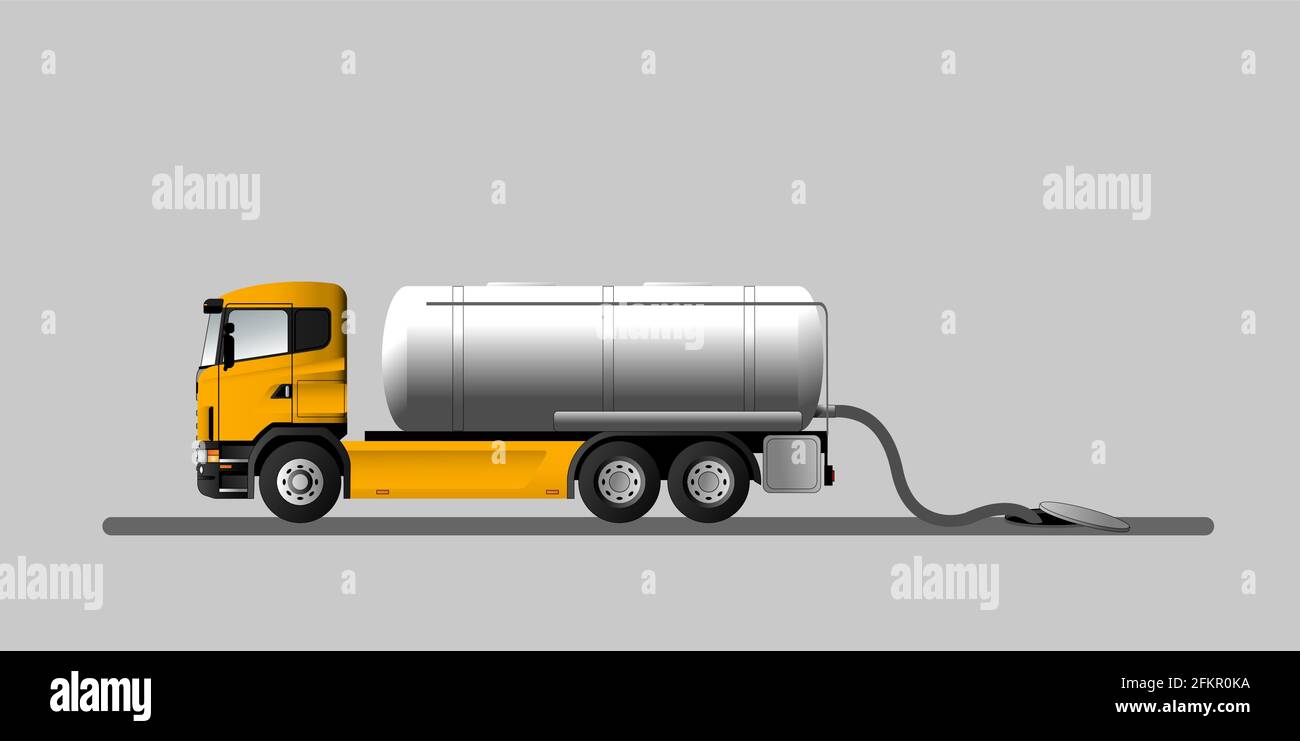 Garbage truck for liquid waste and city sewage system. Pumping waste ...