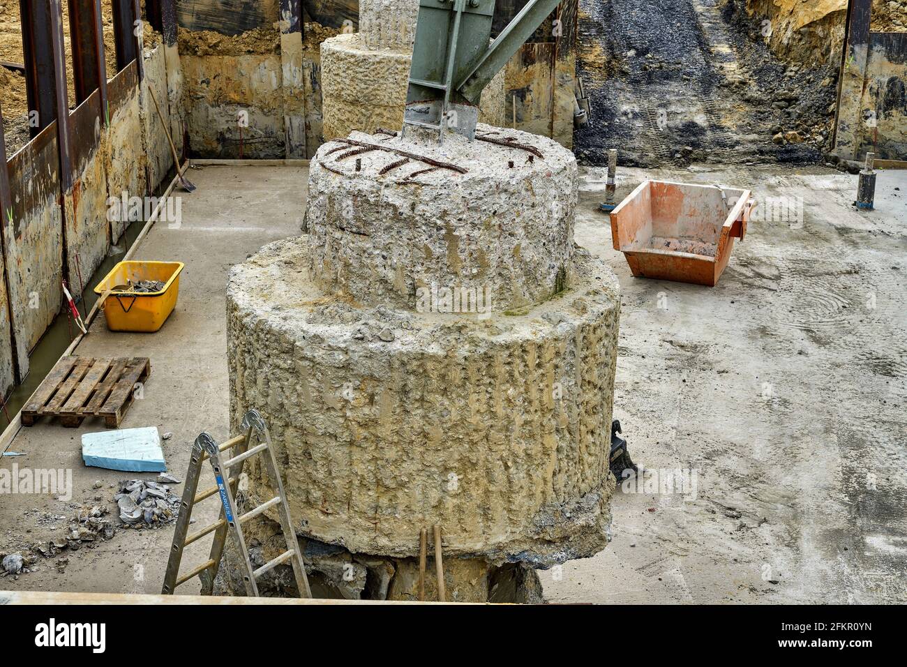 High voltage pylon, maintenance, foundation work, reinforcement Stock ...