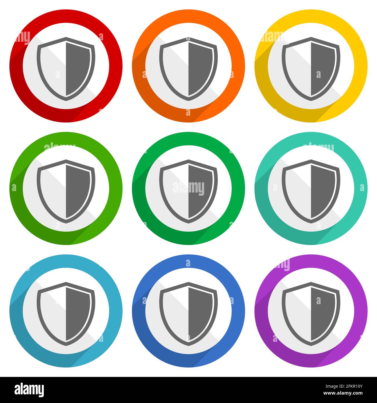 Shield, protection, security concept vector icons, set of colorful flat ...