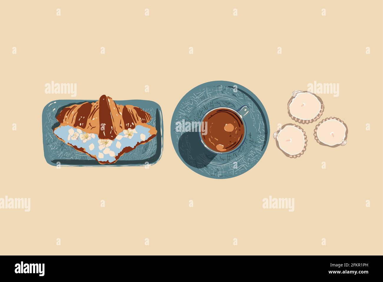 Bread black coffee Stock Vector Images - Alamy