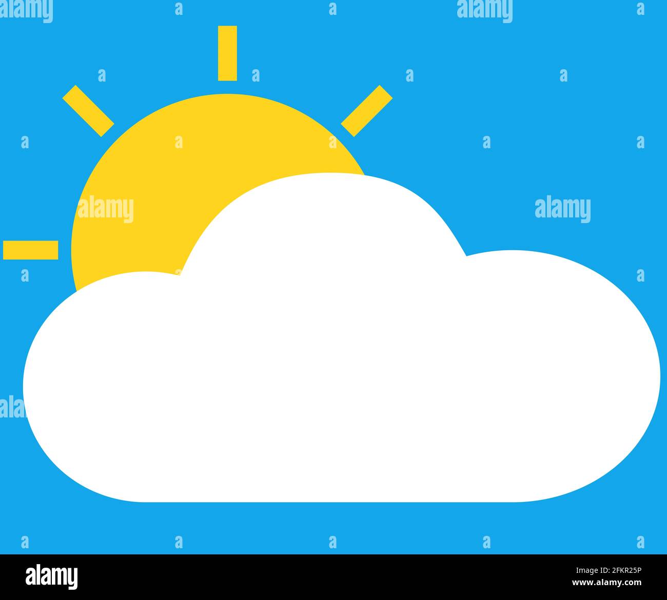 A graphic illustration of A weather symbol of sun and cloud for use as ...
