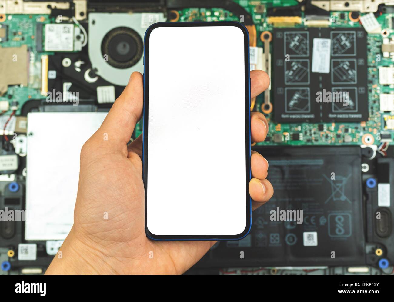 Handyman maintenance mockup concept, mobile phone with blank white ...