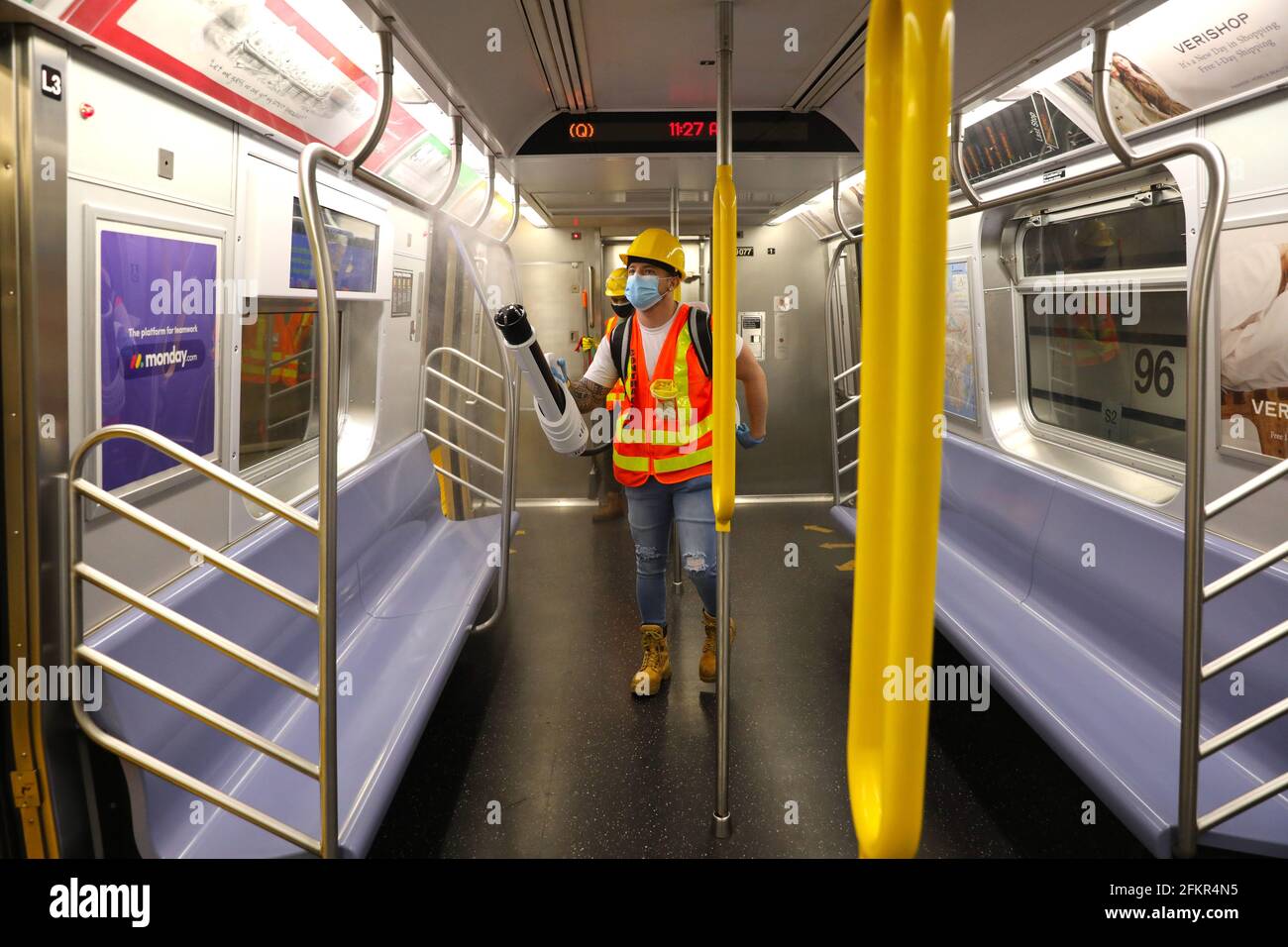 New York - NY - 20200526 - MTA Subway car cleaners pictured doing their ...