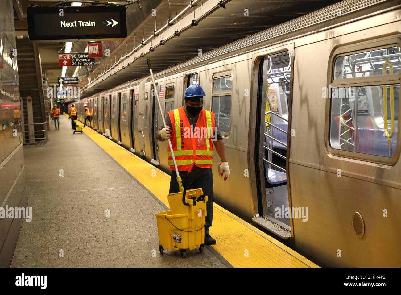New York - NY - 20200526 - MTA Subway car cleaners pictured doing their ...