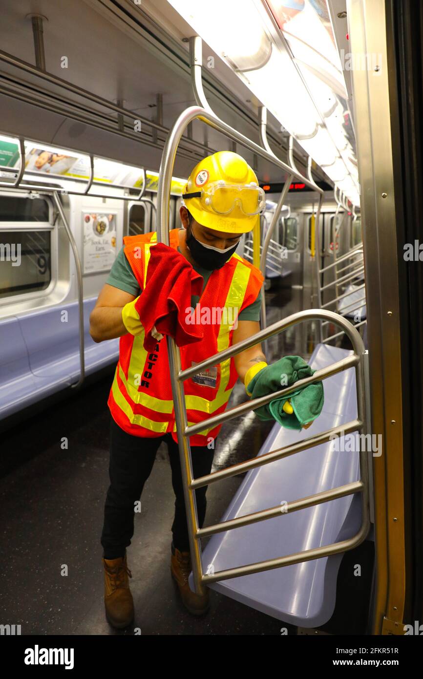 New York - NY - 20200526 - MTA Subway car cleaners pictured doing their ...