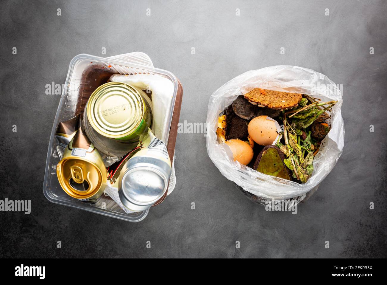 Organic food wastes in a bucket, shot from above. Zero waste, recycle ...