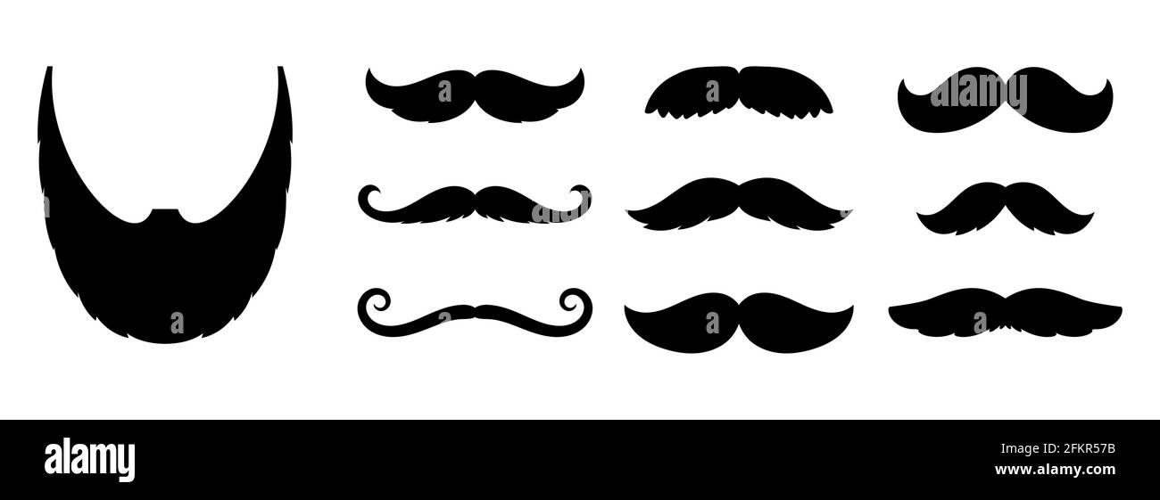 Mustache icons. fashion dandy hipster beard, barber shop signs. Black ...