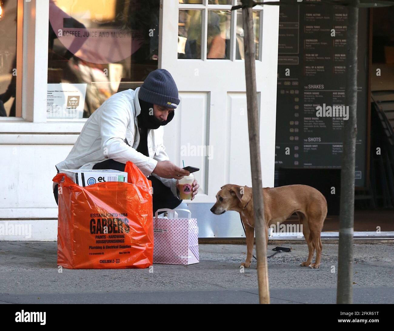 New York - NY - 05/21/2020 - Craig Bierko walking his dog while ...