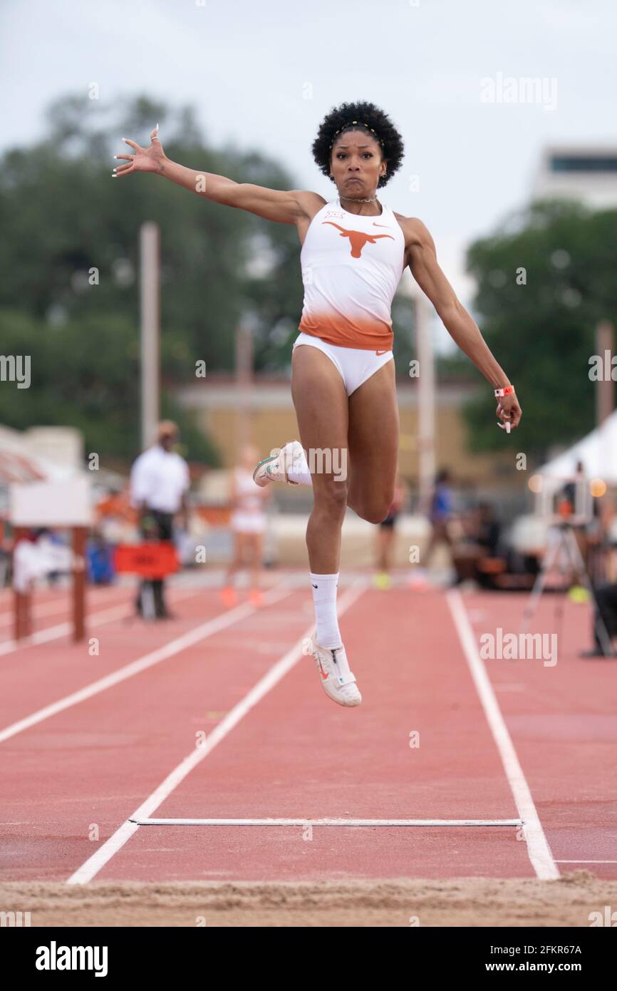 Austin, Texas, USA. 30th Apr, 2021. Texas women's long jump ace TARA ...