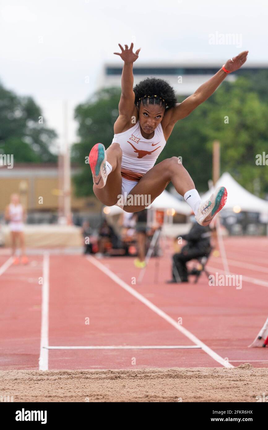 Austin, Texas, USA. 30th Apr, 2021. Texas women's long jump ace TARA ...